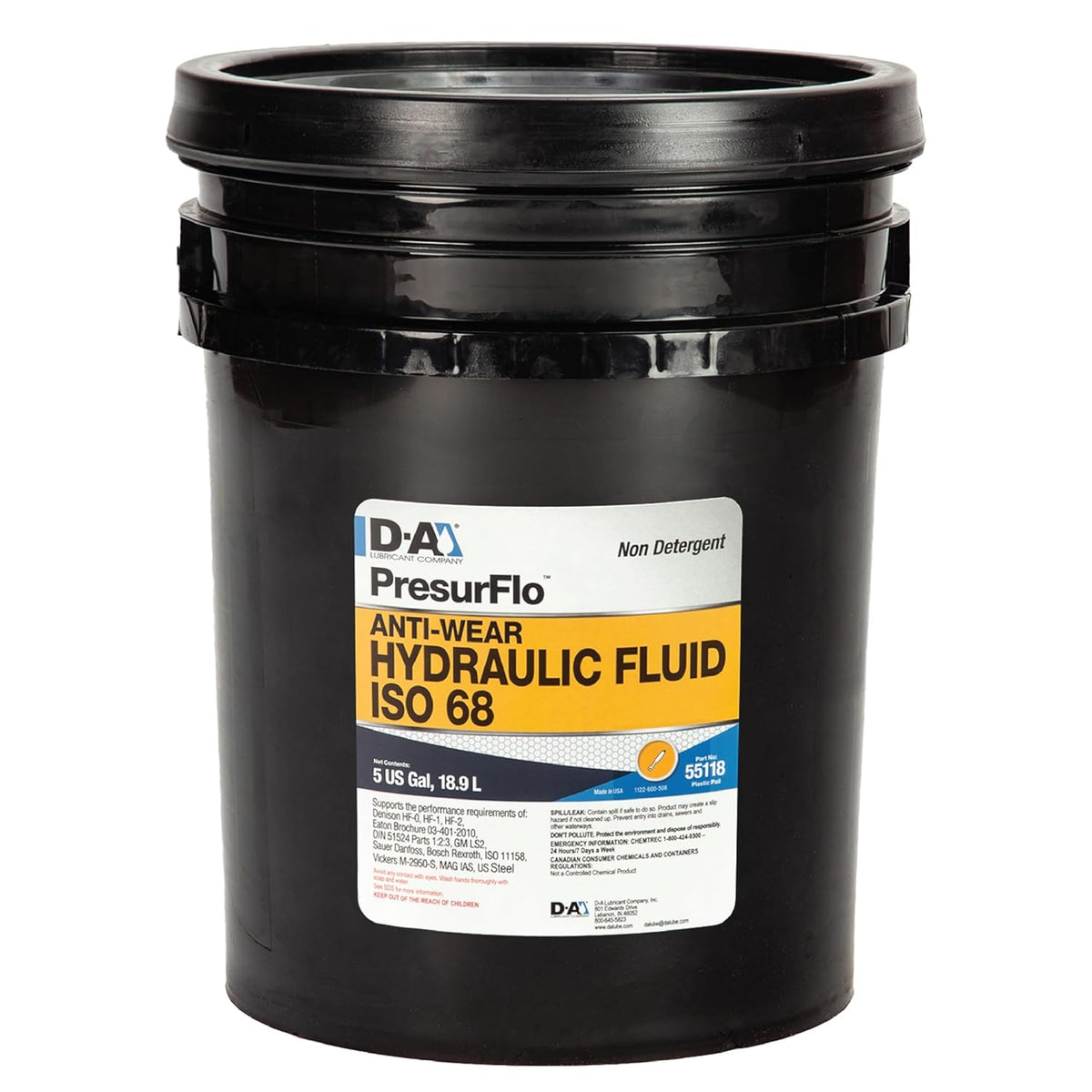 PresurFlo Hydraulic Fluid ISO 68 - 5 Gallon Plastic Pail 1 Pail ...