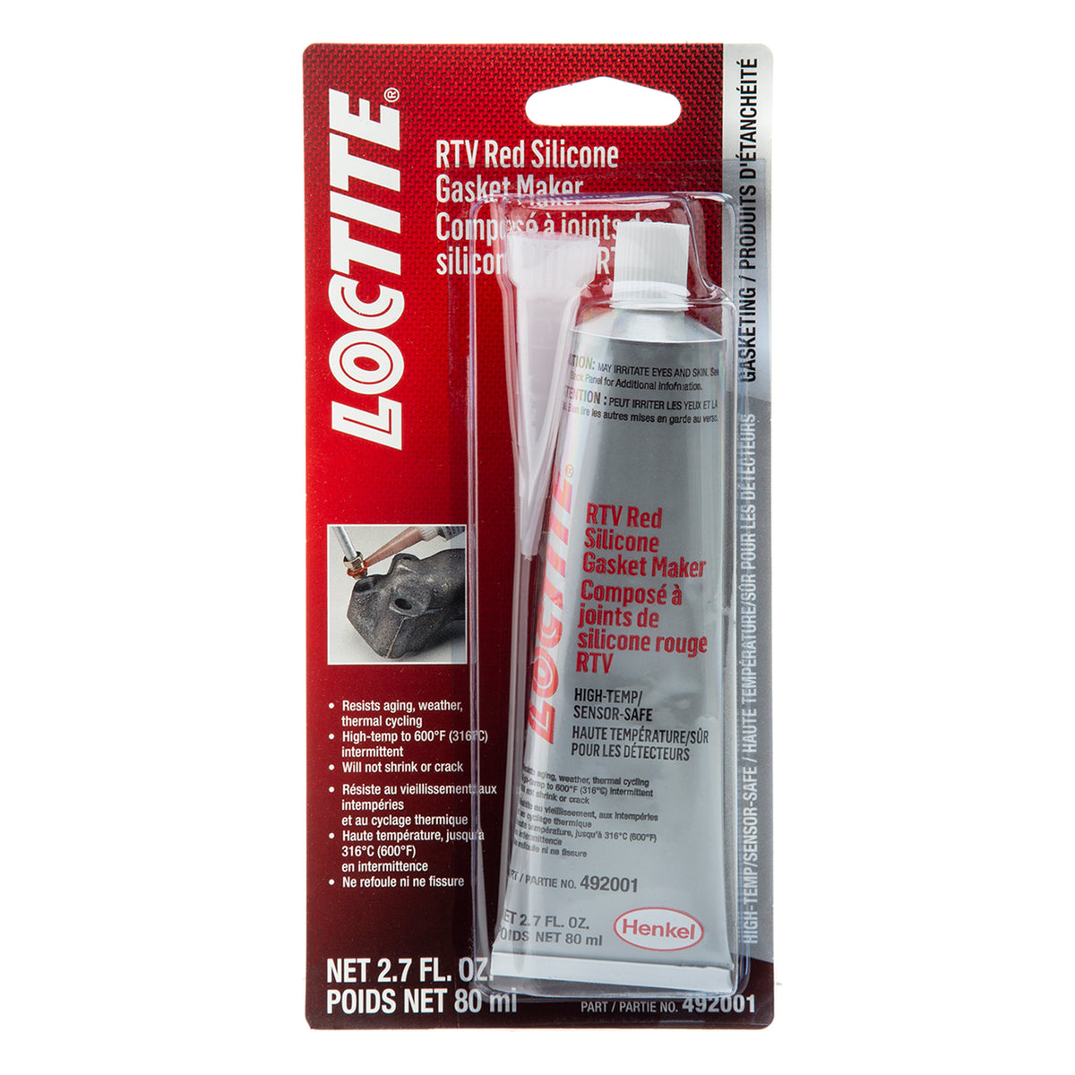 Loctite RTV Red Silicone - Sensor-Safe/Hi-Temp 80 ml Tube - Case of 12 ...